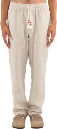 MC2 Saint Barth Homme, Pantalons, Beige, Taille: 3XL Pantalon en lin &agrave; rayures