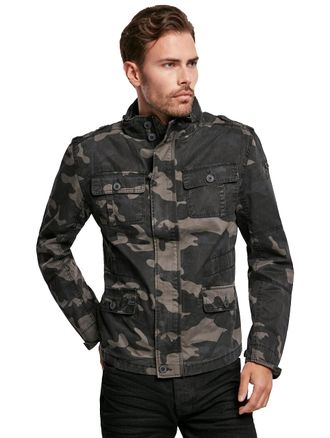 Brandit Jacket - Stylische Jacke für Herren mit versteckter Kapuze, Stehkragen und Baumwollfutter, Mehrfarbig (Darkcamo 4),L
