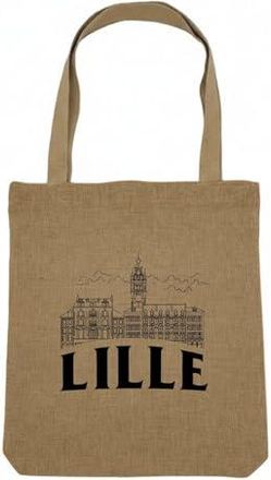 Fabulous Sac Shopping Tote Bag Aspect Lin - Lille Minimalist Ville France Nord Histoire - Sac de Courses Toile Epaisse 360g Beige Naturel Cabas Port&eacute; Epaule So
