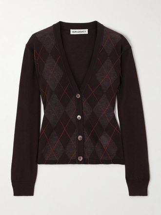 Our Legacy Cardigan En Laine À Motif Jacquard Ivy - Marron