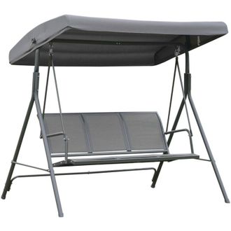 OUTSUNNY Balancelle de jardin 3 places grand confort toit inclinaison r&eacute;glable assise et dossier ergonomique acier &eacute;poxy textil&egrave;ne beige
