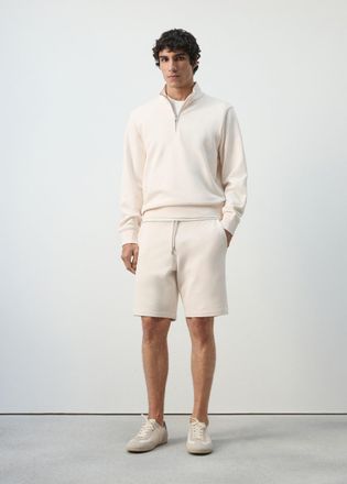 Mango Sweat 100 % coton col &agrave; zip &eacute;cru - Homme - XXL - MANGO MAN