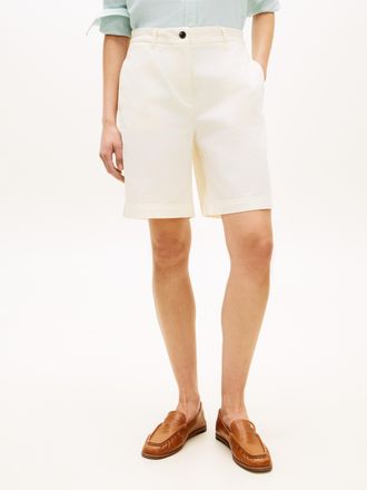 Tommy Hilfiger Chinoshorts TOMMY HILFIGER CO GMD BLEND CHINO SHORT, Damen, Gr. 44, N-Gr, calico, Web, Obermaterial: 65% Baumwolle, 33% Lyocell, 2% Elasthan, unifarbe