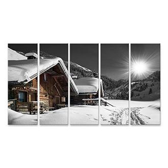 Islandburner Tableau Tableaux hiver chalet ski chalet neige paysage de montagne tyrol autriche Cadre sur Toile Impression Photo Affiches