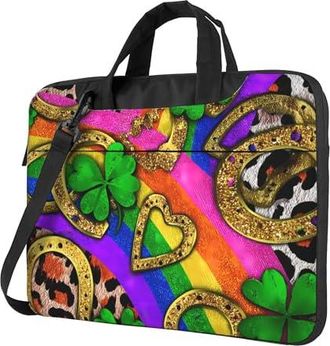 Generic Housse de protection antichoc pour ordinateur portable de 15,6, motif l&eacute;opard, motif tr&egrave;fle et coeurs, pour homme et femme, multicolore, 15.6 inch