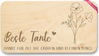 Shirtracer Frühstücksbrettchen Holz Natur - Frühstücksbrett - Danke Tante Geschenke I Dankeschön Geschenkidee Tanten I Weihnachten I Geburtstag - 22x12 - Holz - 