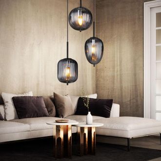 Globo Lighting Globo Lighting - Globo - suspension - Attila - noir - verre verre fum&eacute; - &oslash; 46cm