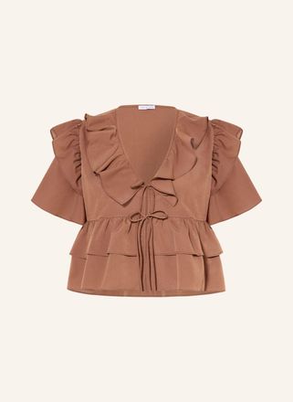Mrs & Hugs Mrs & Hugs Bluse Mit Volants braun