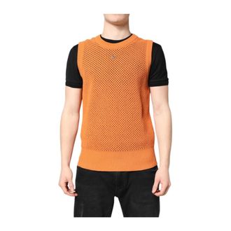 Dolce & Gabbana Luxuri&ouml;ses Orange Kaschmir Seiden Tank Top - - Knitwear - Herren - Orange - M