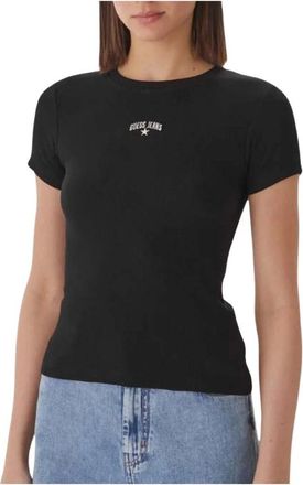 Guess Femme, Tops, Noir, Taille: 38 FR W6Gpz3 Ka0H1 GJ SS CN RIB Embro TEE