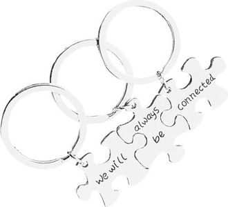 Garneck 3 Pi&egrave;ces Porte-cl&eacute;s Puzzle Couple Argent&eacute; Anneaux Cr&eacute;atifs pour Cl&eacute;s Cadeau et &Eacute;l&eacute;gant pour Amoureux Anniversaires et Saint-valentin