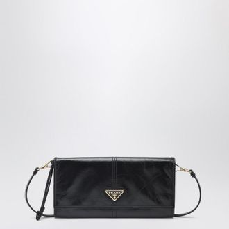 Prada Black leather wallet with shoulder strap