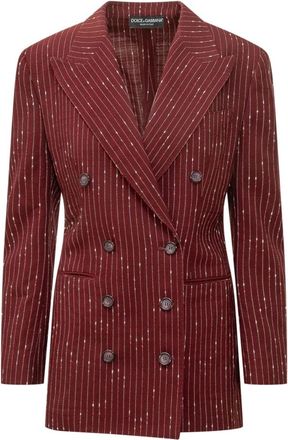 Dolce & Gabbana Femme, Vestes, Rouge, Taille: 38 FR Giacca Doppiopetto Taormina Gessata