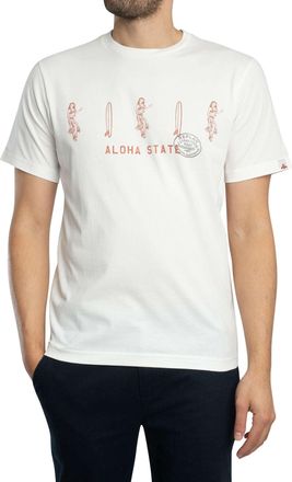 Replay Herren Grafisches T-Shirt, Off White, XL