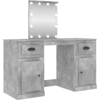 vidaXL Vidaxl - Schminktisch mit LED-Leuchten Betongrau 130x50x132,5 cm
