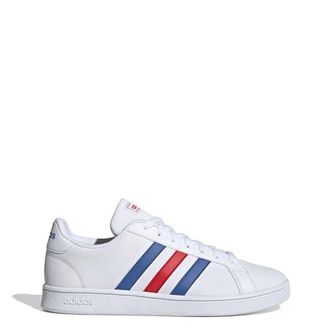 adidas Homme Grand Court Base Chaussure de tennis, Blanc Ftwr White Blue Active Red, 45 1/3 EU