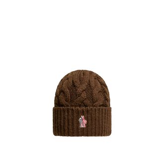 Moncler Moncler Wool Blend Cable Knit Hat, Women, Brown, Size: One Size