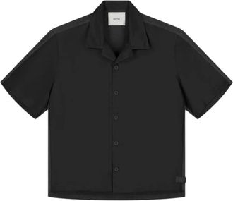 Arte Homme, Chemises, Noir, Taille: XL Panelled Short Sleeve Shirt