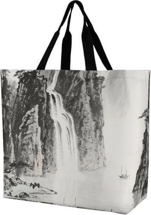 Generic Paysage &Agrave; LEncre Sac Cabas R&eacute;utilisable Sacs Grand Sac Fourre-Tout Pour Quotidienne Universit&eacute; Shopping