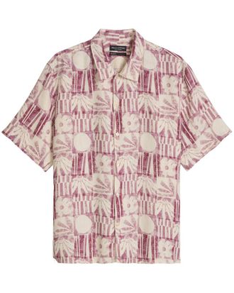 Marc O'Polo Kurzarmhemd aus Leinen mit floralem Print, Regular Fit in