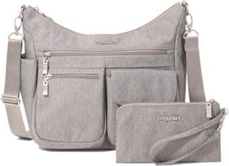 Baggallini Modern Everywhere Bagg - Sac &agrave; bandouli&egrave;re l&eacute;ger et r&eacute;sistant &agrave; leau pour femme - Poche pour t&eacute;l&eacute;phone facile dacc&egrave;s, Stone Heritage, Taille unique