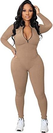 Generic Robe Habill&eacute;E Combinaison de Sport &agrave; Manches Longues avec Fermeture &eacute;clair pour Femmes Ceremonie Femme Grande Taille (B, M)