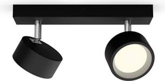 Philips Bracia 2-er LED Spots (11 W), zweiflammige Wandspots mit warmwei&szlig;em Licht, energiesparende Raumbeleuchtung mit langer Nutzlebensdauer, schwarz