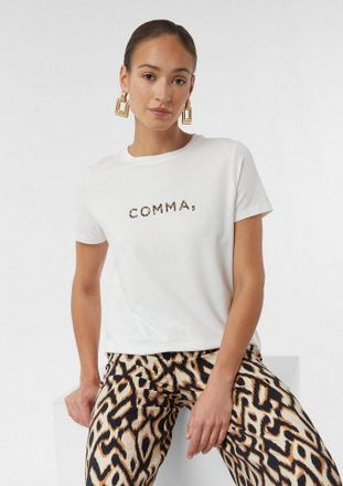 Comma Kurzarmshirt T-Shirt T-Shirt aus Baumwollmix mit Frontprint