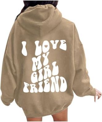 Generic 2026 Sweat &agrave; capuche confortable et confortable avec poches pour la Saint-Valentin, beige, 3XL