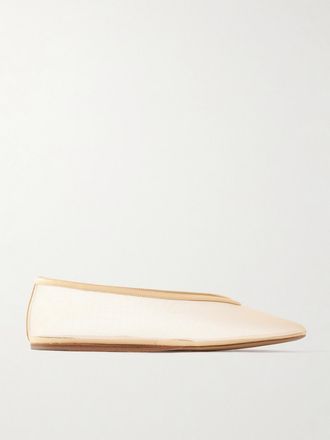 Le Monde Beryl Luna Ballerinas Aus Mesh Mit Lederbes&auml;tzen - Neutral
