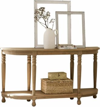 Loberon Konsole Brookdale - Handgedrechselte F&uuml;&szlig;e - Nostalgischer Look - Nat&uuml;rliche Holzmaserungen - Konsolentisch - Mangoholz, braun