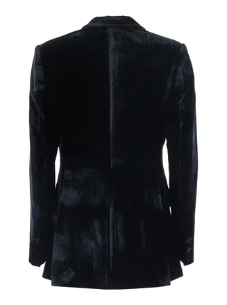 P.A.R.O.S.H. Womens Double-Breasted Velvet Blazer Black Viscose Blazers Jacket