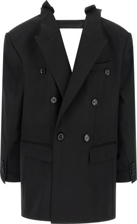 Dolce & Gabbana Double-Breasted Virgin Wool Blazer - Black