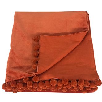 Ragged Rose Belinda Orange Samt Pom &Uuml;berwurf, Baumwolle, 140 cms x 180 cms