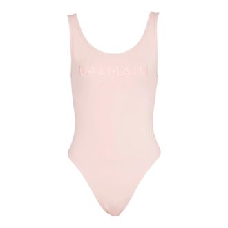 Balmain Femme, Maillots de bain, Rose, Taille: 34 FR One-piece swimsuit with Paris embroidery