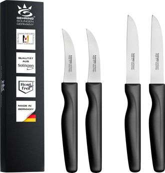 Gehring Solingen Gem&uuml;semesser und Sch&auml;lmesser Serie Wave 4er Set I rostfreier Edelstahl I ergonomischer Kunststoffgriff I 4-teiliges Messer Set I K&uuml;chenmesser