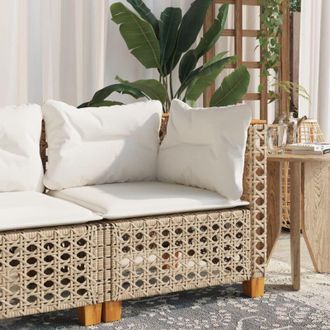 vidaXL Vidaxl - Canap&eacute; dangle de jardin avec coussins beige r&eacute;sine tress&eacute;e
