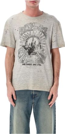 Golden Goose Homme, Tops, Gris, Taille: XL Vintage Print T-shirt
