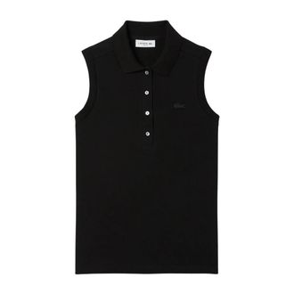 Lacoste &Auml;rmelloses Slim Fit Poloshirt mit Stretch - - Tops - Damen - Schwarzk - S