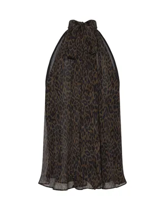 Rotate Womens Sleeveless Halter Top Brown Tops
