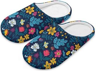 Coloranimal Pantoufles dint&eacute;rieur pelucheuses &agrave; bout ferm&eacute; pour femme - L&eacute;g&egrave;res et confortables, Fleur boh&egrave;me vintage, 35.5/36.5 EU
