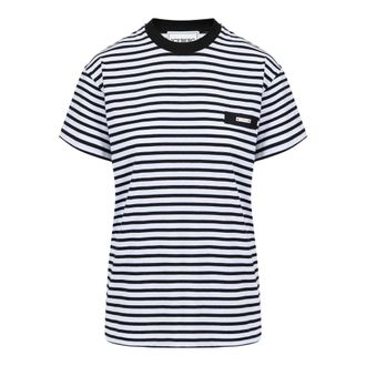 Iceberg Femme, Tops, Noir, Taille: 38 FR T-Shirt Ray&eacute; en Jersey de Coton