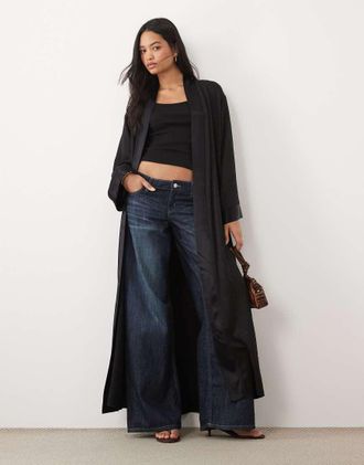 Asos kimono long oversize jacquard noir