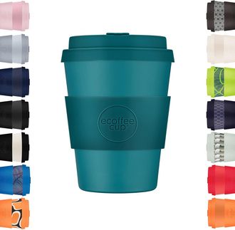 Ecoffee Cup 12oz 350ml Ecoffee Cup Wiederverwendbare umweltfreundliche 100% pflanzliche Kaffeetasse mit Silikondeckel und Hülle - Melaminfreie und biologisch abba