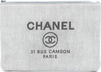 Chanel Clutches - Large Tweed Deauville O Case Clutch - Gr. unisize - in Grau - f&uuml;r Damen