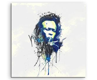 Paul Sinus Art Miles Davis 60x60cm Keilrahmenbild Kunstbild Aquarell Art Wandbild auf Leinwand fertig gerahmt Original Unikat