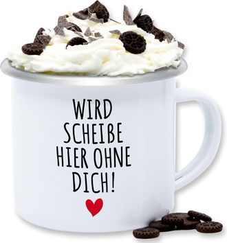 Shirtracer Emaille Tasse Blechtasse - Tassen - Wird schei&szlig;e hier ohne dich | Kollegen Abschied | Kollegin Abschied | Geschenk zum Abschied Arbeitskollegen | Rent