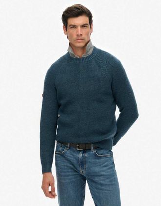 Superdry Pull &eacute;pais &agrave; manches raglan - Encre-Bleu marine