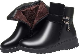 Generic Bottines dHiver Femme Elegant Cuir Compens&eacute; Bout Rond Doublure En Peluche Chaude Bottes Courtes Chaussures de Neige Antid&eacute;rapante Confortables D&eacute;contr