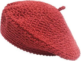 ZLYC B&eacute;rets Basques Tress&eacute;s en Laine Baggy pour Femme(Bordeaux uni),Taille Unique